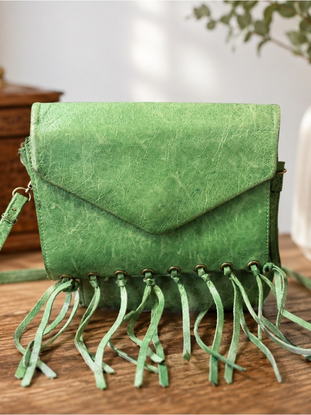 HOBO | Bags | Hobo Green Fringe Envelope Crossbody Purse | Poshmark
